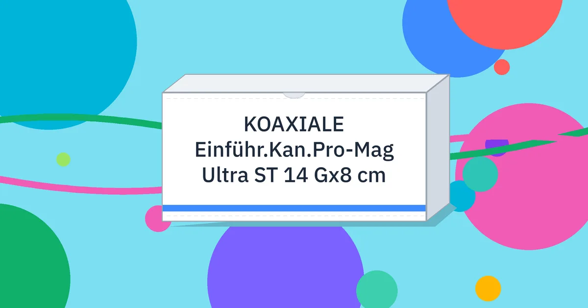 Symbolbild: Packung mit der Aufschrift KOAXIALE Einführ.Kan.Pro-Mag Ultra ST 14 Gx8 cm (PZN 05020154) – Verfügbarkeit und Bezug in Apotheken in Frankfurt am Main