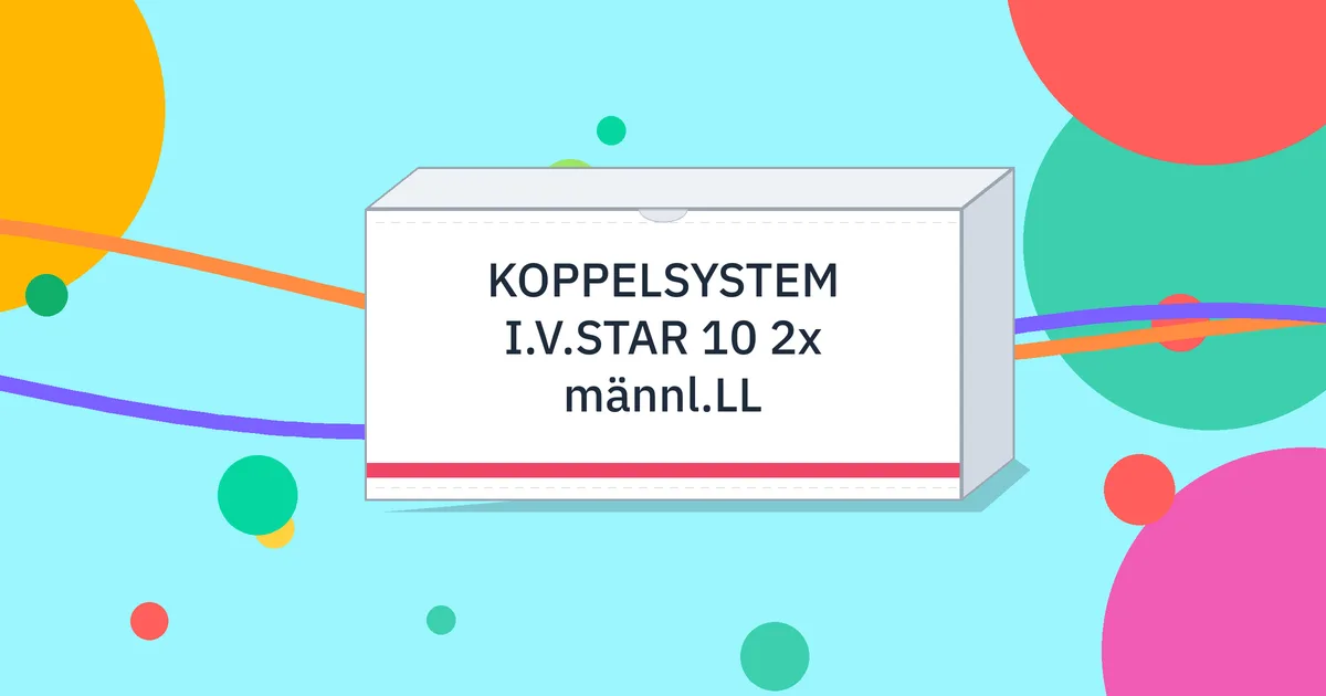 Symbolbild: Packung mit der Aufschrift KOPPELSYSTEM I.V.STAR 10 2x männl.LL (PZN 12366054) – Verfügbarkeit und Bezug in Apotheken in Frankfurt am Main