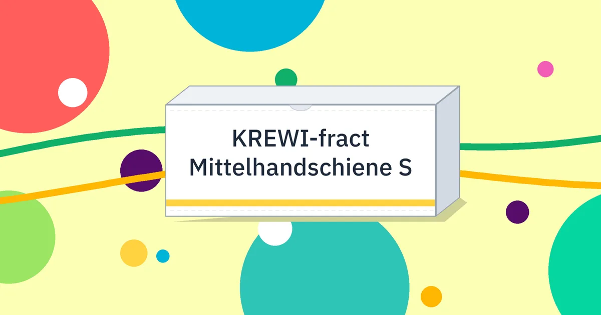 Symbolbild: Packung mit der Aufschrift KREWI-fract Mittelhandschiene S (PZN 17300692) – Verfügbarkeit und Bezug in Apotheken in Frankfurt am Main