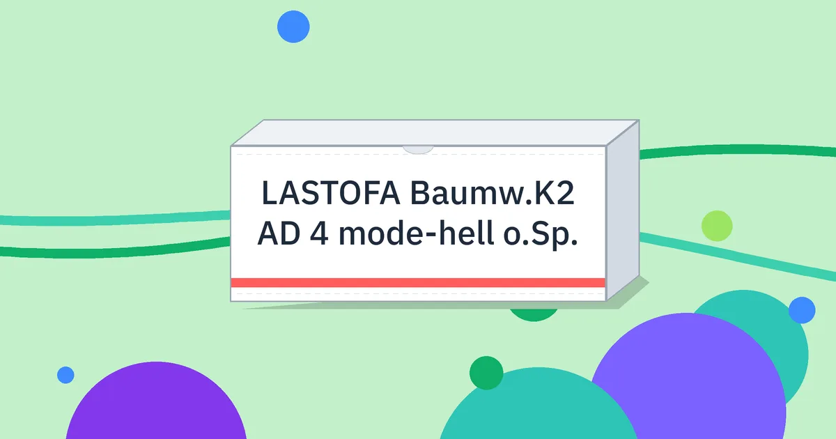 Symbolbild: Packung mit der Aufschrift LASTOFA Baumw.K2 AD 4 mode-hell o.Sp. (PZN 01944720) – Verfügbarkeit und Bezug in Apotheken in Frankfurt am Main