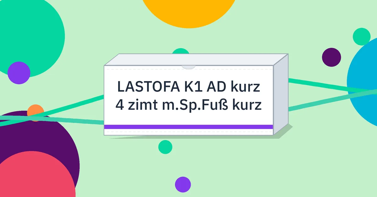 Symbolbild: Packung mit der Aufschrift LASTOFA K1 AD kurz 4 zimt m.Sp.Fuß kurz (PZN 13787384) – Verfügbarkeit und Bezug in Apotheken in Frankfurt am Main