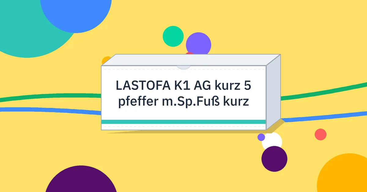 Symbolbild: Packung mit der Aufschrift LASTOFA K1 AG kurz 5 pfeffer m.Sp.Fuß kurz (PZN 13793723) – Verfügbarkeit und Bezug in Apotheken in Frankfurt am Main