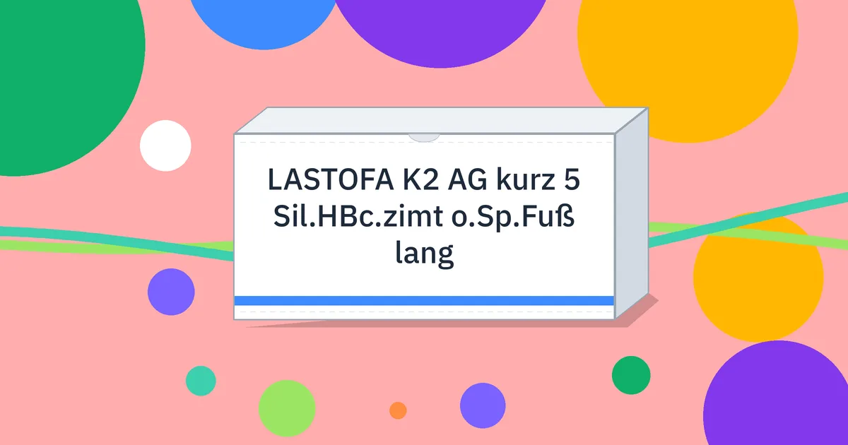 Symbolbild: Packung mit der Aufschrift LASTOFA K2 AG kurz 5 Sil.HBc.zimt o.Sp.Fuß lang (PZN 14150200) – Verfügbarkeit und Bezug in Apotheken in Frankfurt am Main