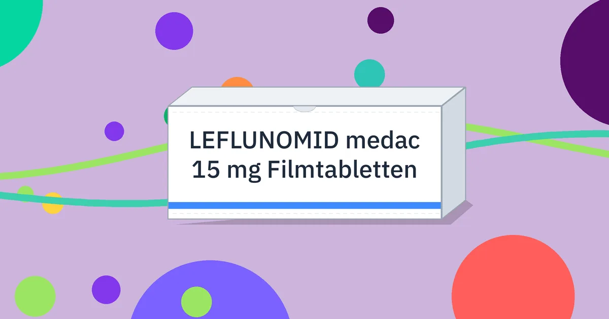 Symbolbild: Packung mit der Aufschrift LEFLUNOMID medac 15 mg Filmtabletten (PZN 13197369) – Verfügbarkeit und Bezug in Apotheken in Frankfurt am Main