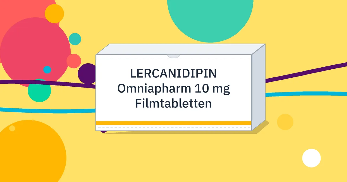 Symbolbild: Packung mit der Aufschrift LERCANIDIPIN Omniapharm 10 mg Filmtabletten (PZN 10042212) – Verfügbarkeit und Bezug in Apotheken in Frankfurt am Main
