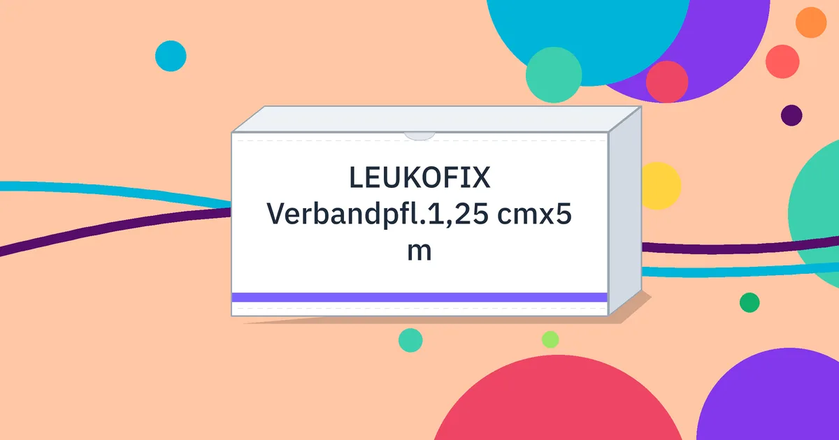 Symbolbild: Packung mit der Aufschrift LEUKOFIX Verbandpfl.1,25 cmx5 m (PZN 01698586) – Verfügbarkeit und Bezug in Apotheken in Frankfurt am Main