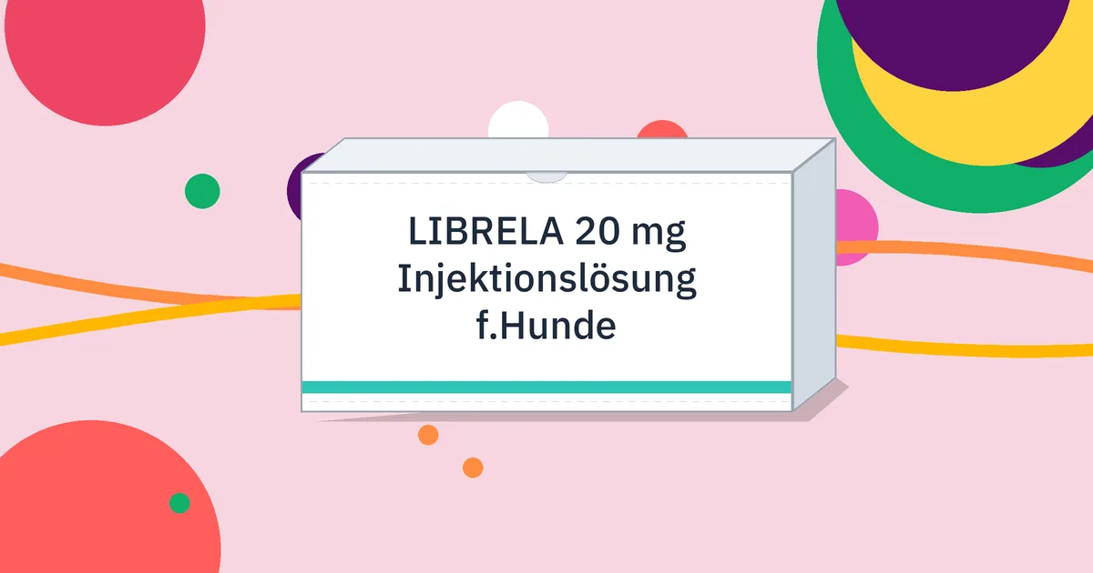 Symbolbild: Packung mit der Aufschrift LIBRELA 20 mg Injektionslösung f.Hunde (PZN 17517575) – Verfügbarkeit und Bezug in Apotheken in Frankfurt am Main