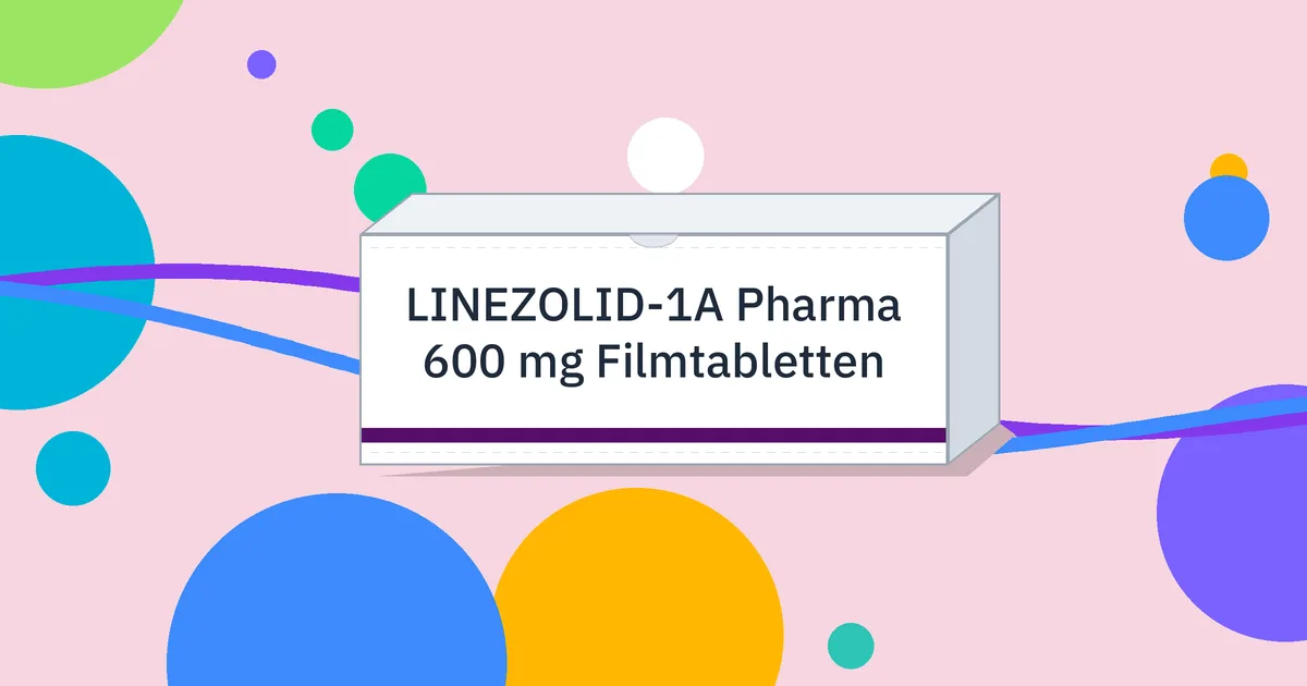 Symbolbild: Packung mit der Aufschrift LINEZOLID-1A Pharma 600 mg Filmtabletten (PZN 11279867) – Verfügbarkeit und Bezug in Apotheken in Frankfurt am Main