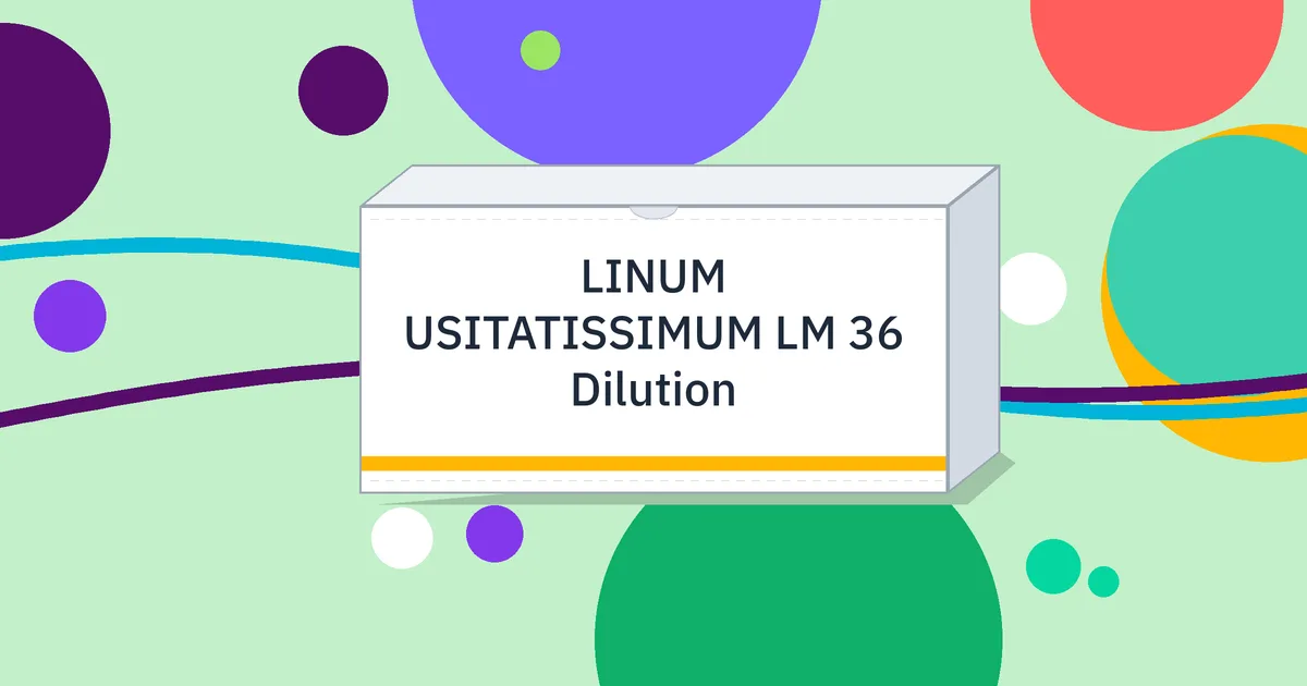 Symbolbild: Packung mit der Aufschrift LINUM USITATISSIMUM LM 36 Dilution (PZN 13530811) – Verfügbarkeit und Bezug in Apotheken in Frankfurt am Main