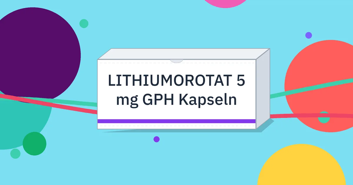 Symbolbild: Packung mit der Aufschrift LITHIUMOROTAT 5 mg GPH Kapseln (PZN 20124589) – Verfügbarkeit und Bezug in Apotheken in Frankfurt am Main