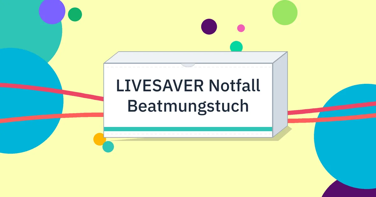 Symbolbild: Packung mit der Aufschrift LIVESAVER Notfall Beatmungstuch (PZN 14373331) – Verfügbarkeit und Bezug in Apotheken in Frankfurt am Main