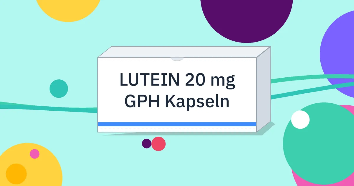 Symbolbild: Packung mit der Aufschrift LUTEIN 20 mg GPH Kapseln (PZN 06075312) – Verfügbarkeit und Bezug in Apotheken in Frankfurt am Main