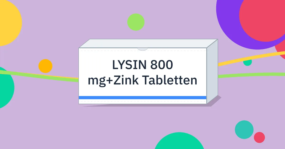 Symbolbild: Packung mit der Aufschrift LYSIN 800 mg+Zink Tabletten (PZN 17399905) – Verfügbarkeit und Bezug in Apotheken in Frankfurt am Main