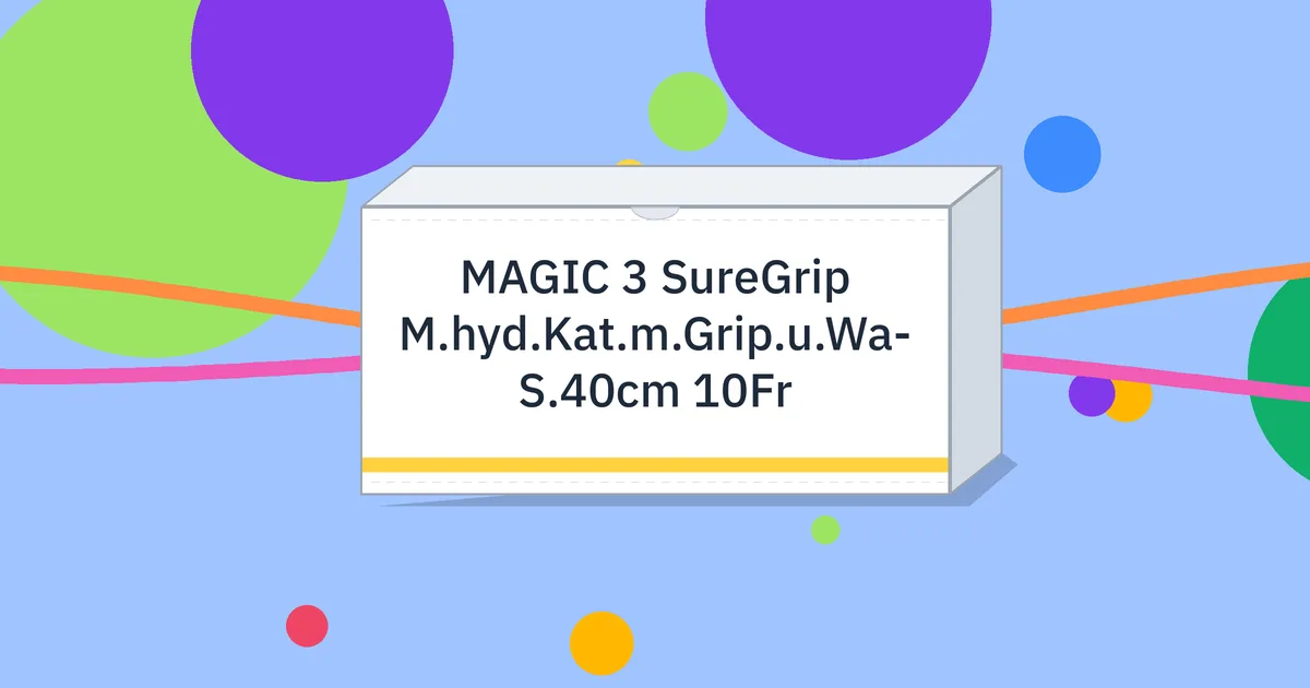 Symbolbild: Packung mit der Aufschrift MAGIC 3 SureGrip M.hyd.Kat.m.Grip.u.Wa-S.40cm 10Fr (PZN 11136808) – Verfügbarkeit und Bezug in Apotheken in Frankfurt am Main