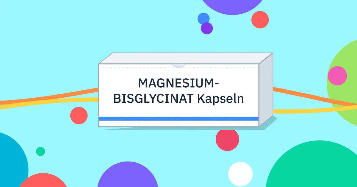 Symbolbild: Packung mit der Aufschrift MAGNESIUM-BISGLYCINAT Kapseln (PZN 20199966) – Verfügbarkeit und Bezug in Apotheken in Frankfurt am Main