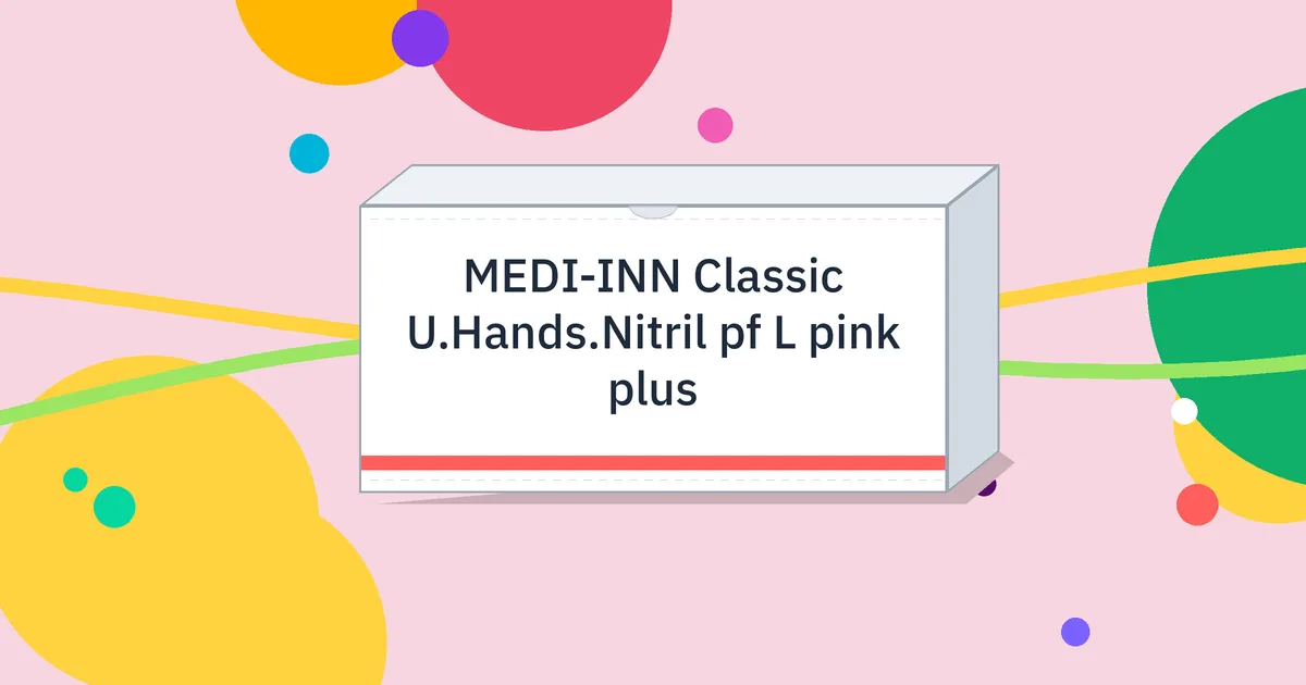 Symbolbild: Packung mit der Aufschrift MEDI-INN Classic U.Hands.Nitril pf L pink plus (PZN 18444795) – Verfügbarkeit und Bezug in Apotheken in Frankfurt am Main