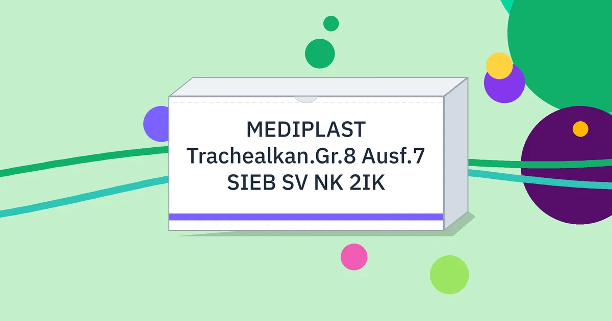 Symbolbild: Packung mit der Aufschrift MEDIPLAST Trachealkan.Gr.8 Ausf.7 SIEB SV NK 2IK (PZN 04527684) – Verfügbarkeit und Bezug in Apotheken in Frankfurt am Main