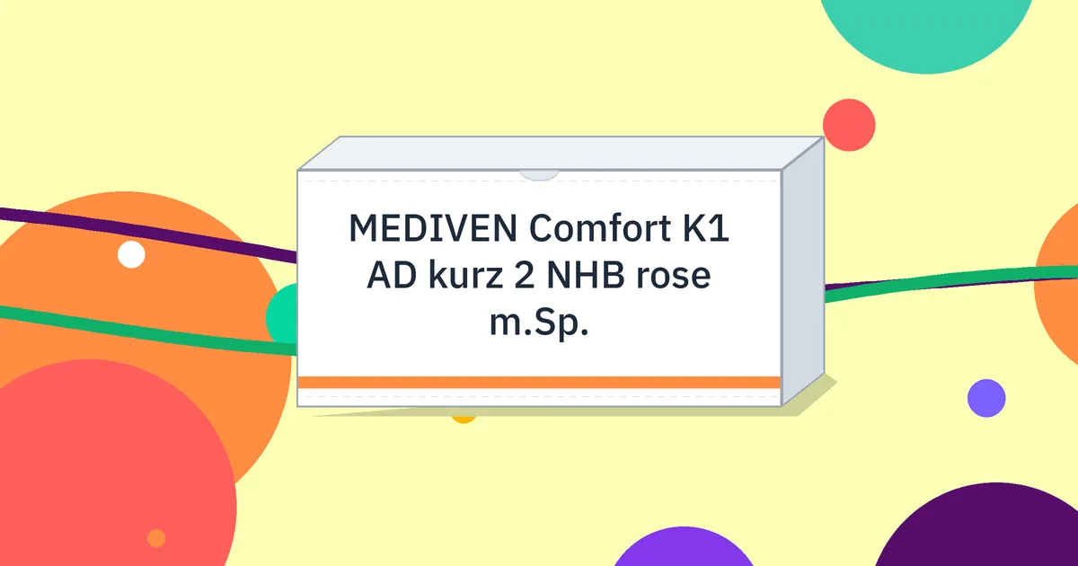 Symbolbild: Packung mit der Aufschrift MEDIVEN Comfort K1 AD kurz 2 NHB rose m.Sp. (PZN 14556362) – Verfügbarkeit und Bezug in Apotheken in Frankfurt am Main