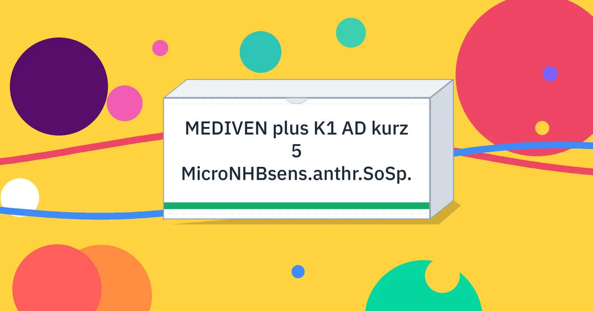 Symbolbild: Packung mit der Aufschrift MEDIVEN plus K1 AD kurz 5 MicroNHBsens.anthr.SoSp. (PZN 15906338) – Verfügbarkeit und Bezug in Apotheken in Frankfurt am Main