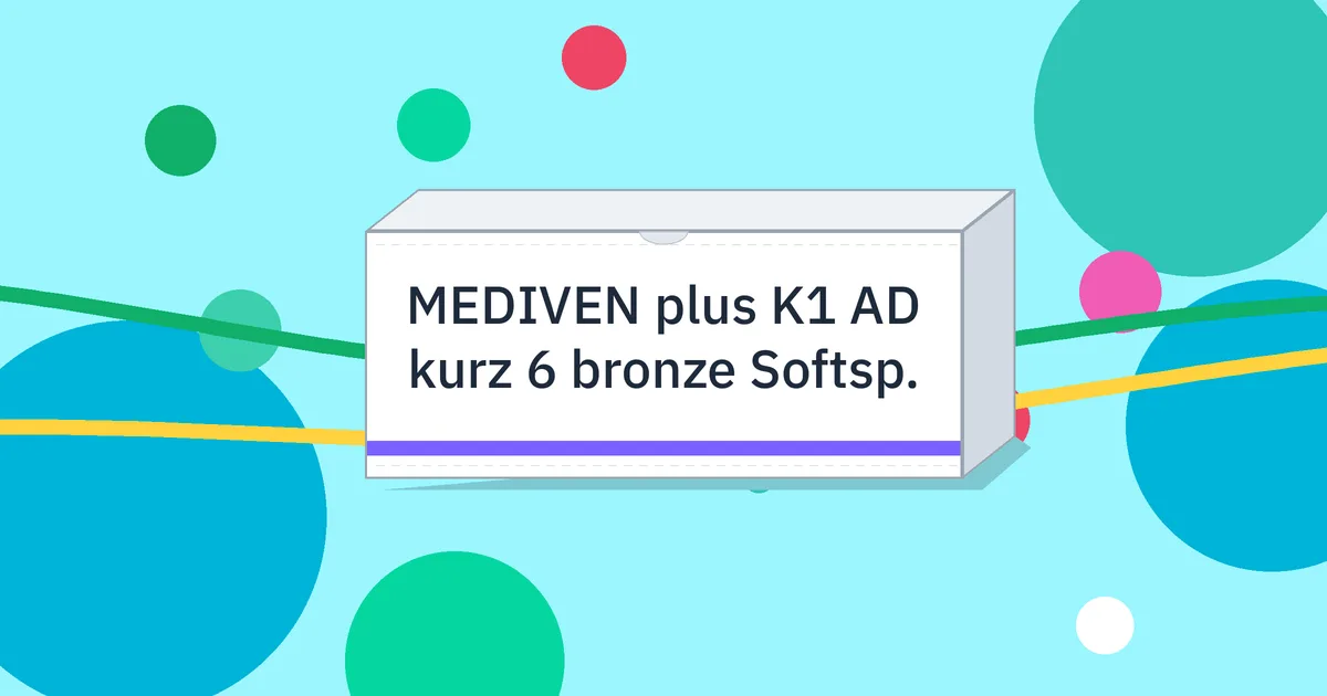 Symbolbild: Packung mit der Aufschrift MEDIVEN plus K1 AD kurz 6 bronze Softsp. (PZN 15044724) – Verfügbarkeit und Bezug in Apotheken in Frankfurt am Main