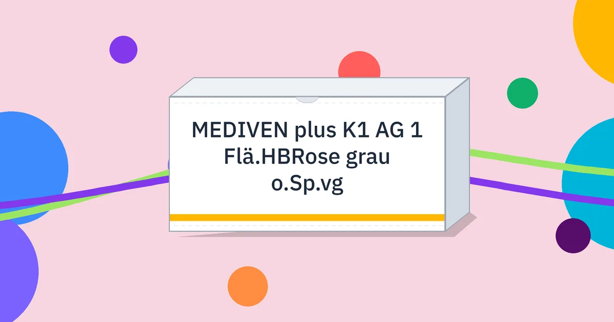 Symbolbild: Packung mit der Aufschrift MEDIVEN plus K1 AG 1 Flä.HBRose grau o.Sp.vg (PZN 18939686) – Verfügbarkeit und Bezug in Apotheken in Frankfurt am Main