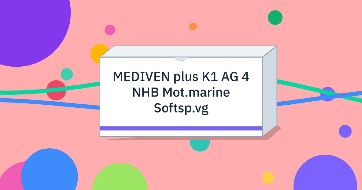 Symbolbild: Packung mit der Aufschrift MEDIVEN plus K1 AG 4 NHB Mot.marine Softsp.vg (PZN 15916578) – Verfügbarkeit und Bezug in Apotheken in Frankfurt am Main