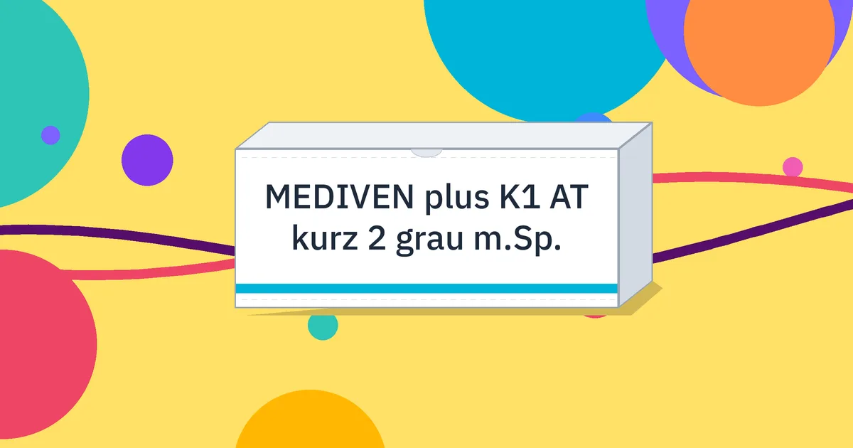 Symbolbild: Packung mit der Aufschrift MEDIVEN plus K1 AT kurz 2 grau m.Sp. (PZN 18931940) – Verfügbarkeit und Bezug in Apotheken in Frankfurt am Main