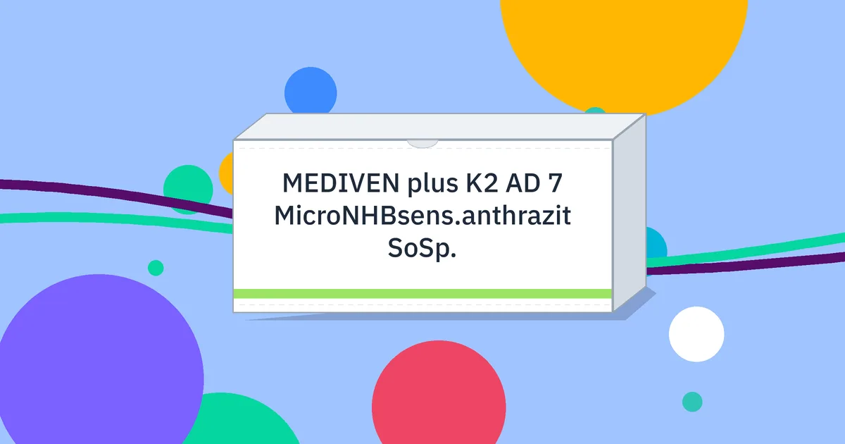 Symbolbild: Packung mit der Aufschrift MEDIVEN plus K2 AD 7 MicroNHBsens.anthrazit SoSp. (PZN 15932287) – Verfügbarkeit und Bezug in Apotheken in Frankfurt am Main