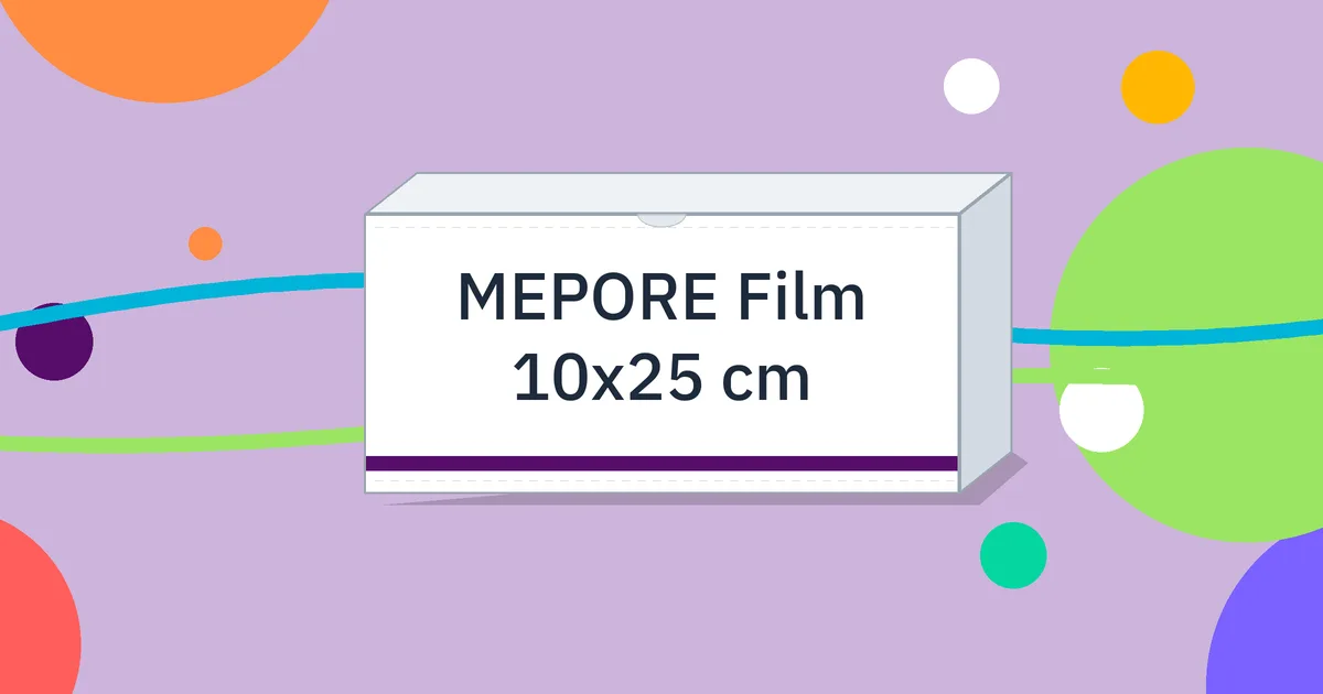 Symbolbild: Packung mit der Aufschrift MEPORE Film 10x25 cm (PZN 05868128) – Verfügbarkeit und Bezug in Apotheken in Frankfurt am Main