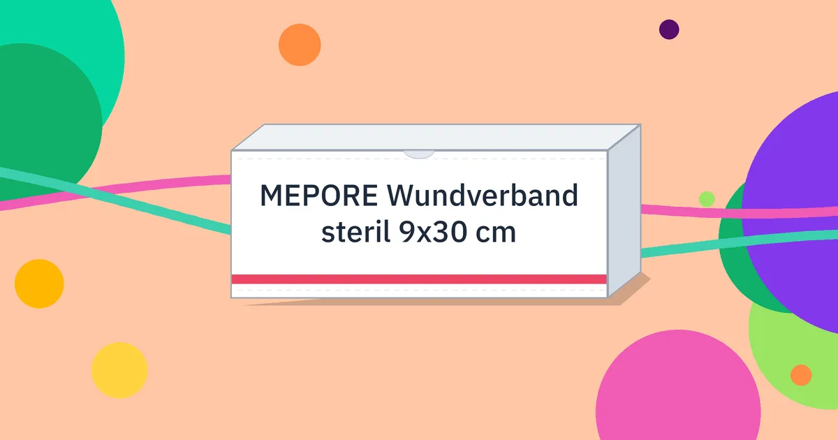 Symbolbild: Packung mit der Aufschrift MEPORE Wundverband steril 9x30 cm (PZN 11148384) – Verfügbarkeit und Bezug in Apotheken in Frankfurt am Main