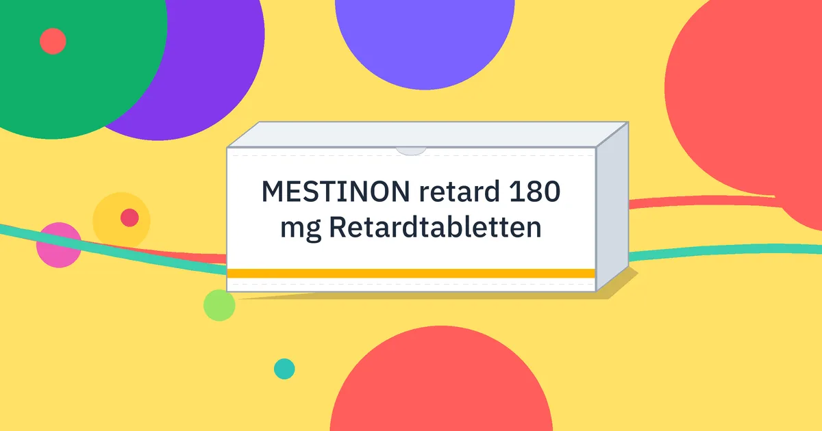 Symbolbild: Packung mit der Aufschrift MESTINON retard 180 mg Retardtabletten (PZN 10410992) – Verfügbarkeit und Bezug in Apotheken in Frankfurt am Main