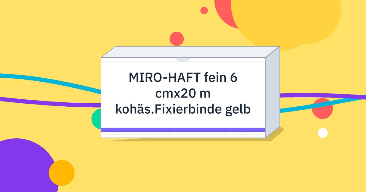 Symbolbild: Packung mit der Aufschrift MIRO-HAFT fein 6 cmx20 m kohäs.Fixierbinde gelb (PZN 01212508) – Verfügbarkeit und Bezug in Apotheken in Frankfurt am Main