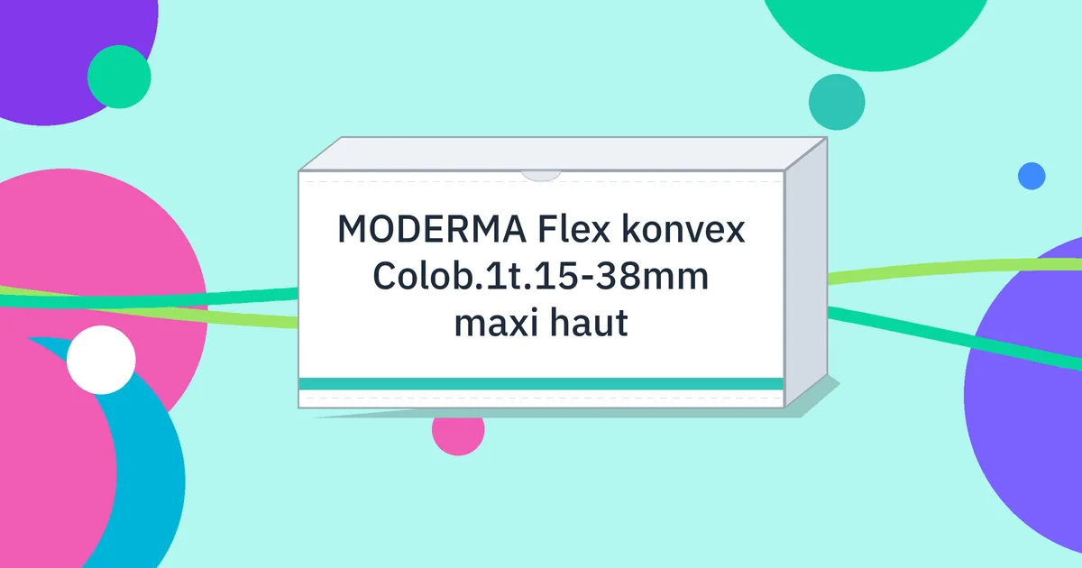 Symbolbild: Packung mit der Aufschrift MODERMA Flex konvex Colob.1t.15-38mm maxi haut (PZN 04194685) – Verfügbarkeit und Bezug in Apotheken in Frankfurt am Main