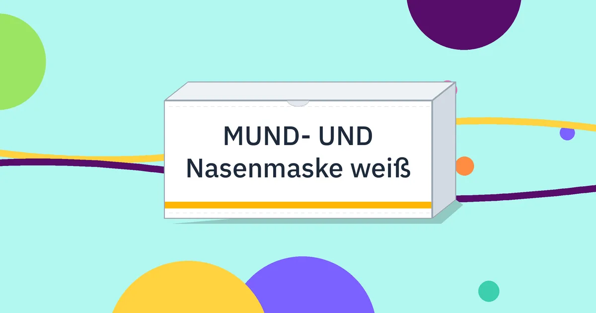 Symbolbild: Packung mit der Aufschrift MUND- UND Nasenmaske weiß (PZN 06954539) – Verfügbarkeit und Bezug in Apotheken in Frankfurt am Main