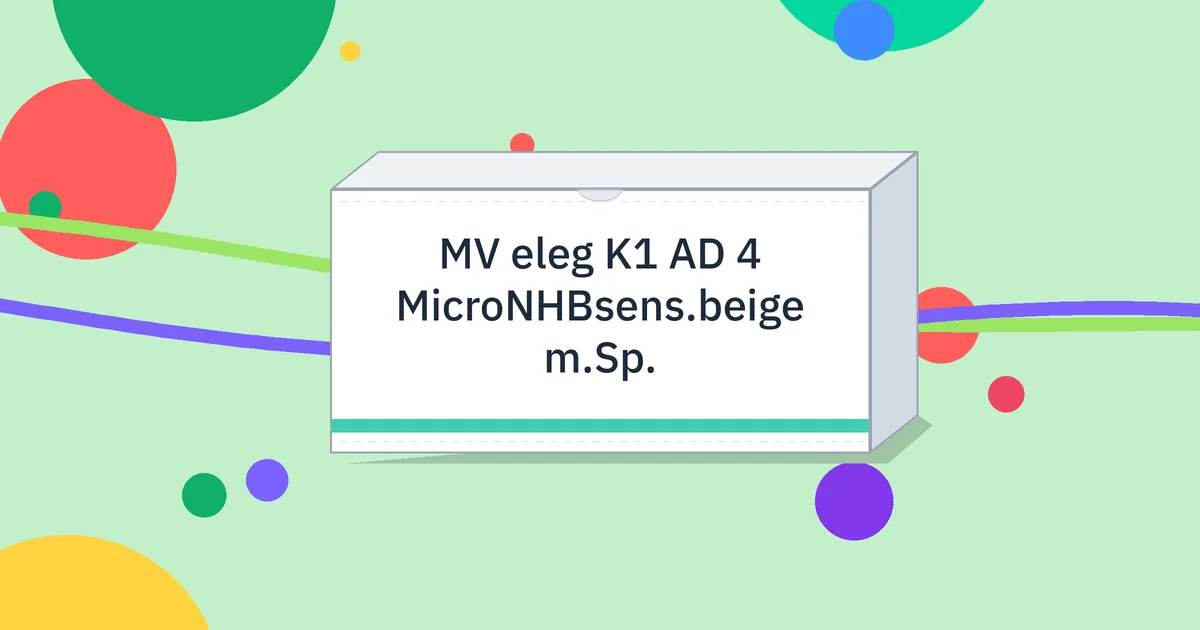 Symbolbild: Packung mit der Aufschrift MV eleg K1 AD 4 MicroNHBsens.beige m.Sp. (PZN 15669967) – Verfügbarkeit und Bezug in Apotheken in Frankfurt am Main