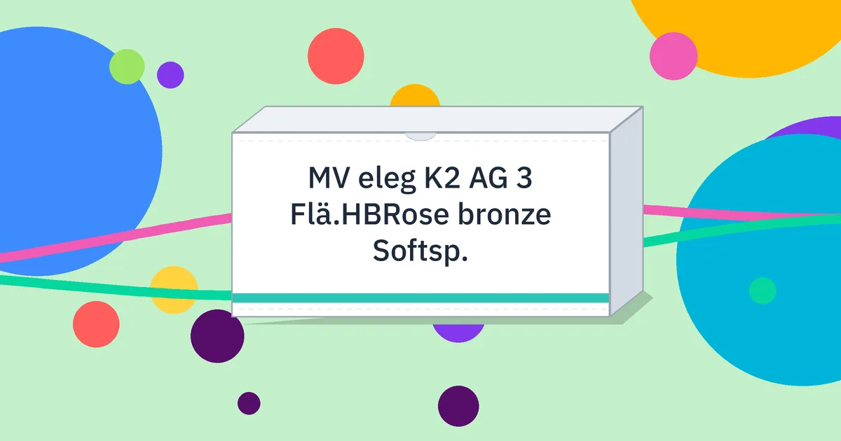 Symbolbild: Packung mit der Aufschrift MV eleg K2 AG 3 Flä.HBRose bronze Softsp. (PZN 15718476) – Verfügbarkeit und Bezug in Apotheken in Frankfurt am Main