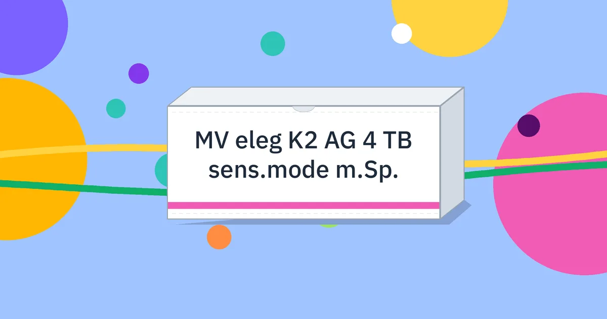 Symbolbild: Packung mit der Aufschrift MV eleg K2 AG 4 TB sens.mode m.Sp. (PZN 09867433) – Verfügbarkeit und Bezug in Apotheken in Frankfurt am Main