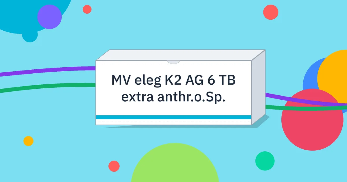 Symbolbild: Packung mit der Aufschrift MV eleg K2 AG 6 TB extra anthr.o.Sp. (PZN 09876171) – Verfügbarkeit und Bezug in Apotheken in Frankfurt am Main