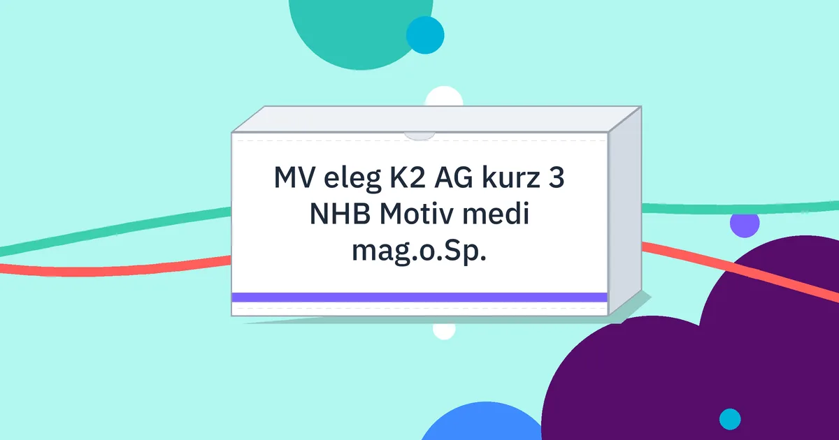 Symbolbild: Packung mit der Aufschrift MV eleg K2 AG kurz 3 NHB Motiv medi mag.o.Sp. (PZN 15707998) – Verfügbarkeit und Bezug in Apotheken in Frankfurt am Main