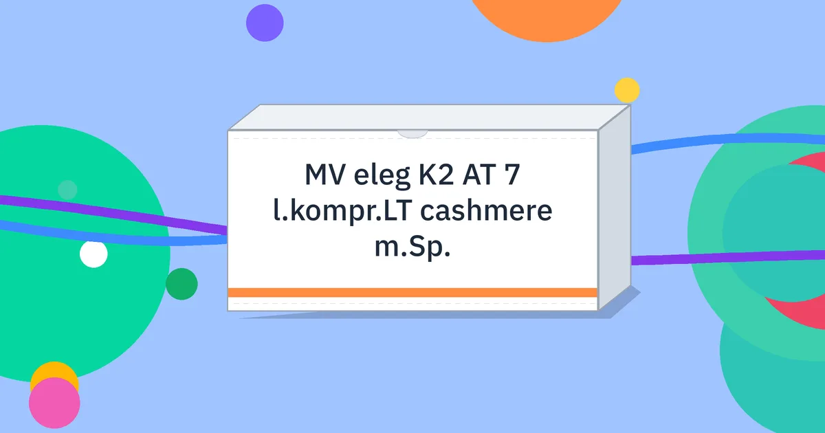 Symbolbild: Packung mit der Aufschrift MV eleg K2 AT 7 l.kompr.LT cashmere m.Sp. (PZN 15285439) – Verfügbarkeit und Bezug in Apotheken in Frankfurt am Main