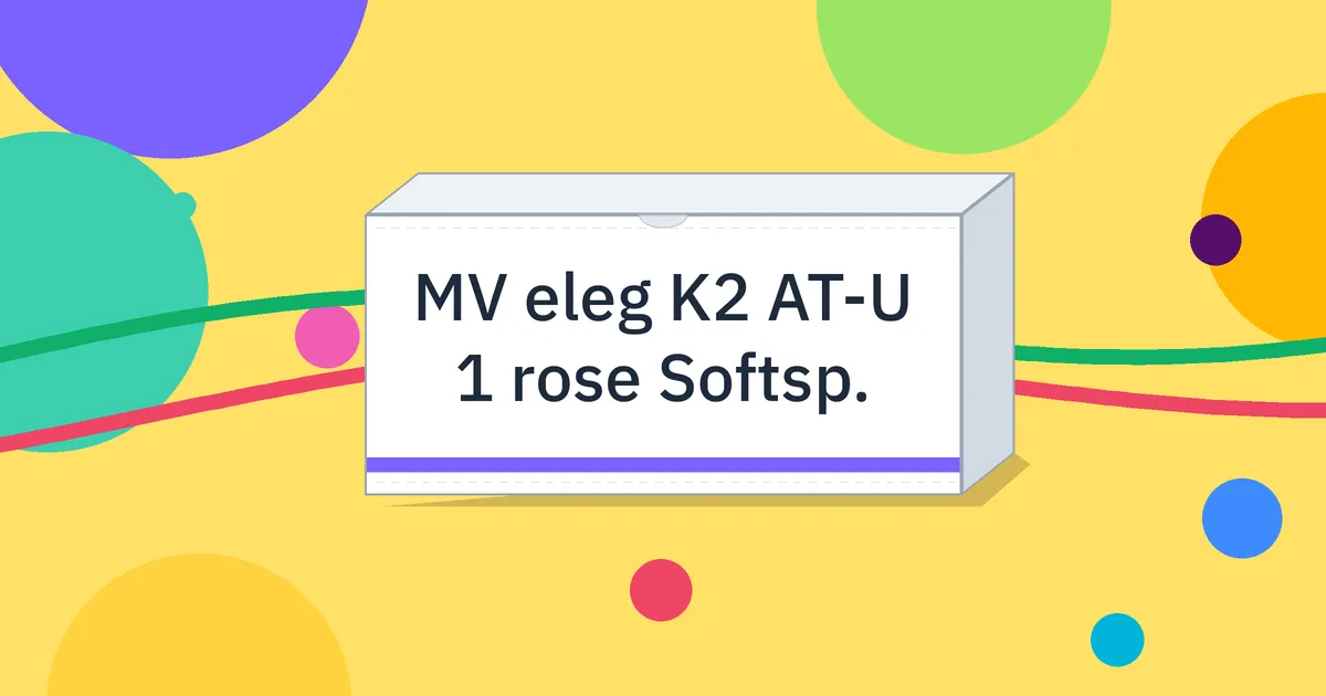 Symbolbild: Packung mit der Aufschrift MV eleg K2 AT-U 1 rose Softsp. (PZN 15291109) – Verfügbarkeit und Bezug in Apotheken in Frankfurt am Main
