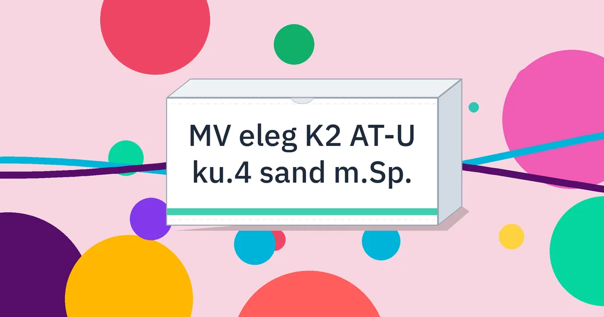 Symbolbild: Packung mit der Aufschrift MV eleg K2 AT-U ku.4 sand m.Sp. (PZN 18923923) – Verfügbarkeit und Bezug in Apotheken in Frankfurt am Main