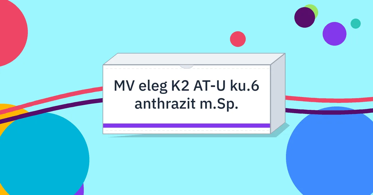 Symbolbild: Packung mit der Aufschrift MV eleg K2 AT-U ku.6 anthrazit m.Sp. (PZN 00643672) – Verfügbarkeit und Bezug in Apotheken in Frankfurt am Main