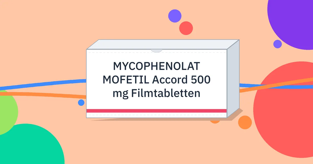 Symbolbild: Packung mit der Aufschrift MYCOPHENOLAT MOFETIL Accord 500 mg Filmtabletten (PZN 18777723) – Verfügbarkeit und Bezug in Apotheken in Frankfurt am Main