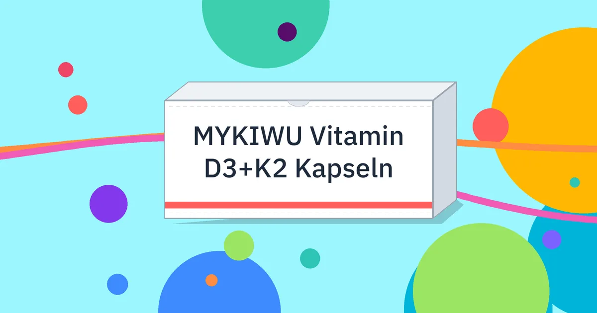 Symbolbild: Packung mit der Aufschrift MYKIWU Vitamin D3+K2 Kapseln (PZN 20121409) – Verfügbarkeit und Bezug in Apotheken in Frankfurt am Main