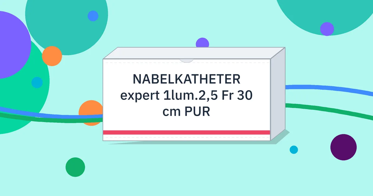 Symbolbild: Packung mit der Aufschrift NABELKATHETER expert 1lum.2,5 Fr 30 cm PUR (PZN 13711949) – Verfügbarkeit und Bezug in Apotheken in Frankfurt am Main