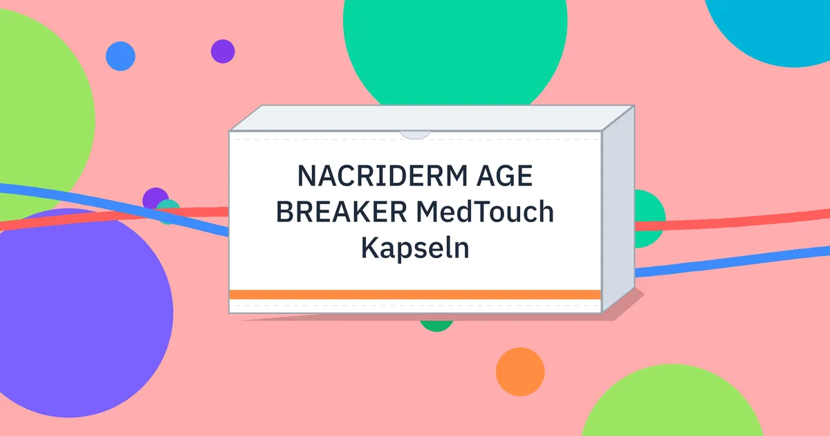Symbolbild: Packung mit der Aufschrift NACRIDERM AGE BREAKER MedTouch Kapseln (PZN 10519499) – Verfügbarkeit und Bezug in Apotheken in Frankfurt am Main