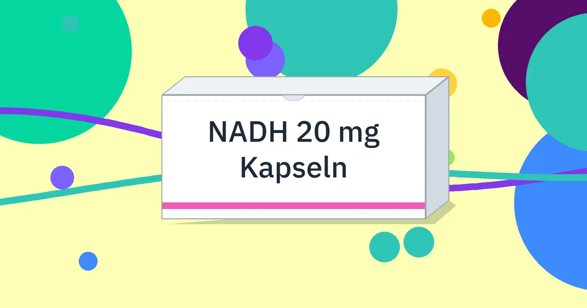 Symbolbild: Packung mit der Aufschrift NADH 20 mg Kapseln (PZN 11047329) – Verfügbarkeit und Bezug in Apotheken in Frankfurt am Main