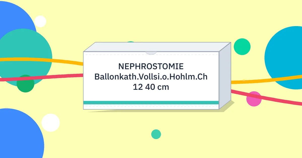 Symbolbild: Packung mit der Aufschrift NEPHROSTOMIE Ballonkath.Vollsi.o.Hohlm.Ch 12 40 cm (PZN 00443192) – Verfügbarkeit und Bezug in Apotheken in Frankfurt am Main