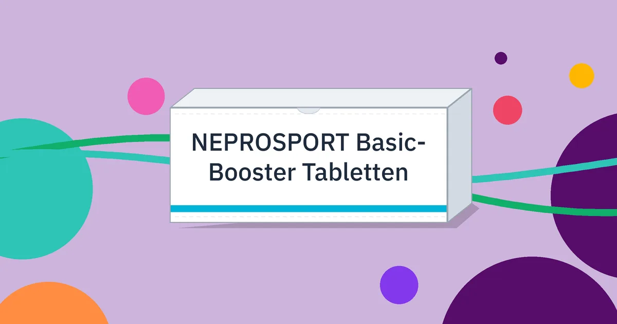 Symbolbild: Packung mit der Aufschrift NEPROSPORT Basic-Booster Tabletten (PZN 09196594) – Verfügbarkeit und Bezug in Apotheken in Frankfurt am Main